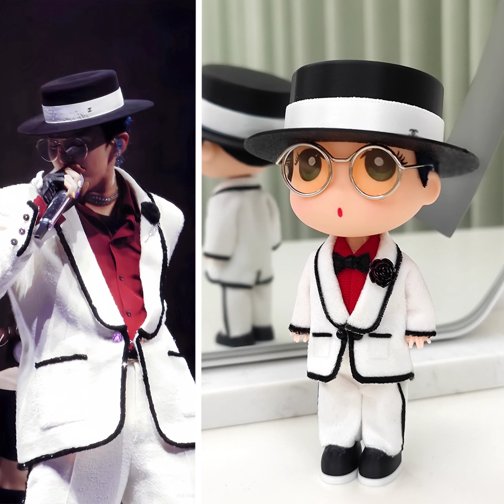G-Dragon BigBang White Tweed Style K-pop Merchandise Figure & Keychain ...